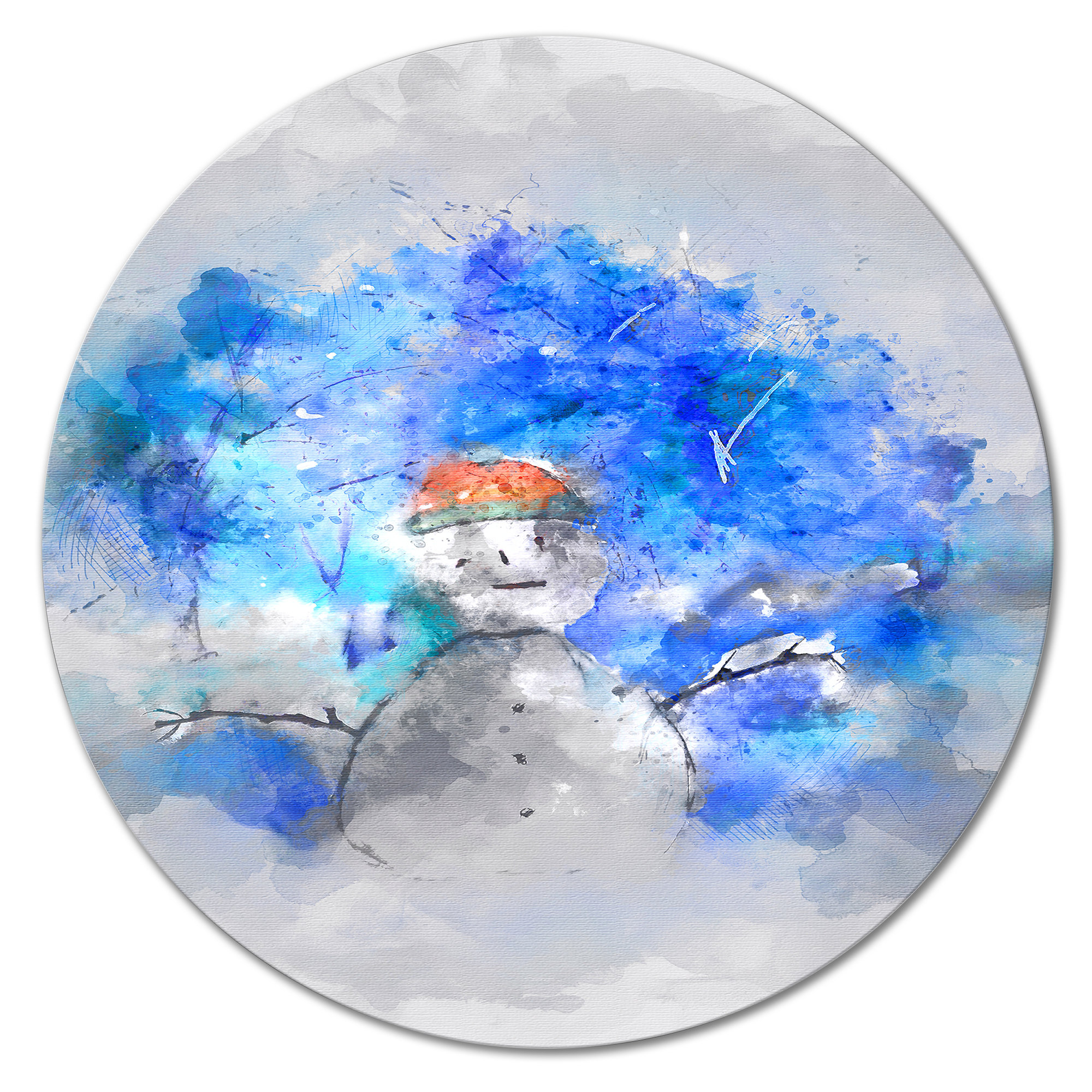 East Urban Home Snowman In Blue Winter Forest - Children's Art Metal ...
