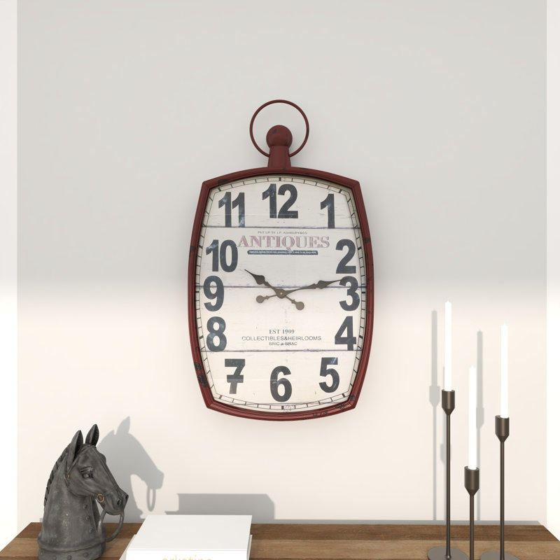 August Grove® Mante Metal Distressed Pocket Watch Inspired Decorative ...