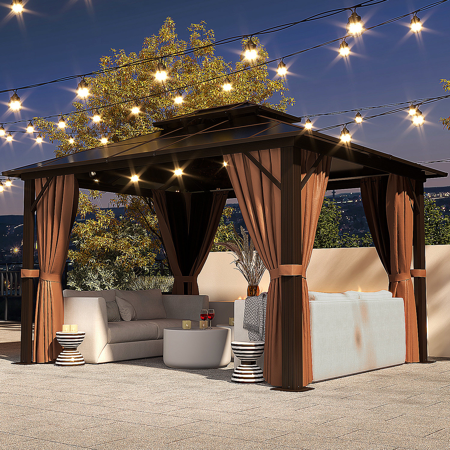 JolyDale 12 Ft. W x 10 Ft. D Aluminum Patio Hardtop Gazebo & Reviews ...