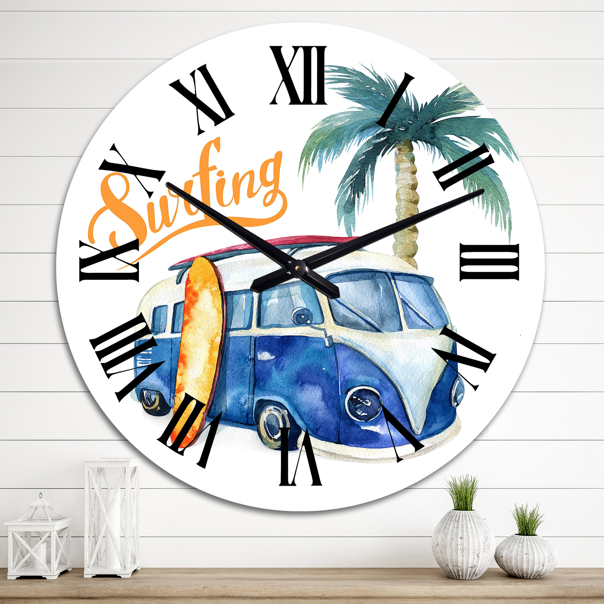 East Urban Home Ocean Surfing Set - Nautical & Coastal Wall Clock | Wayfair