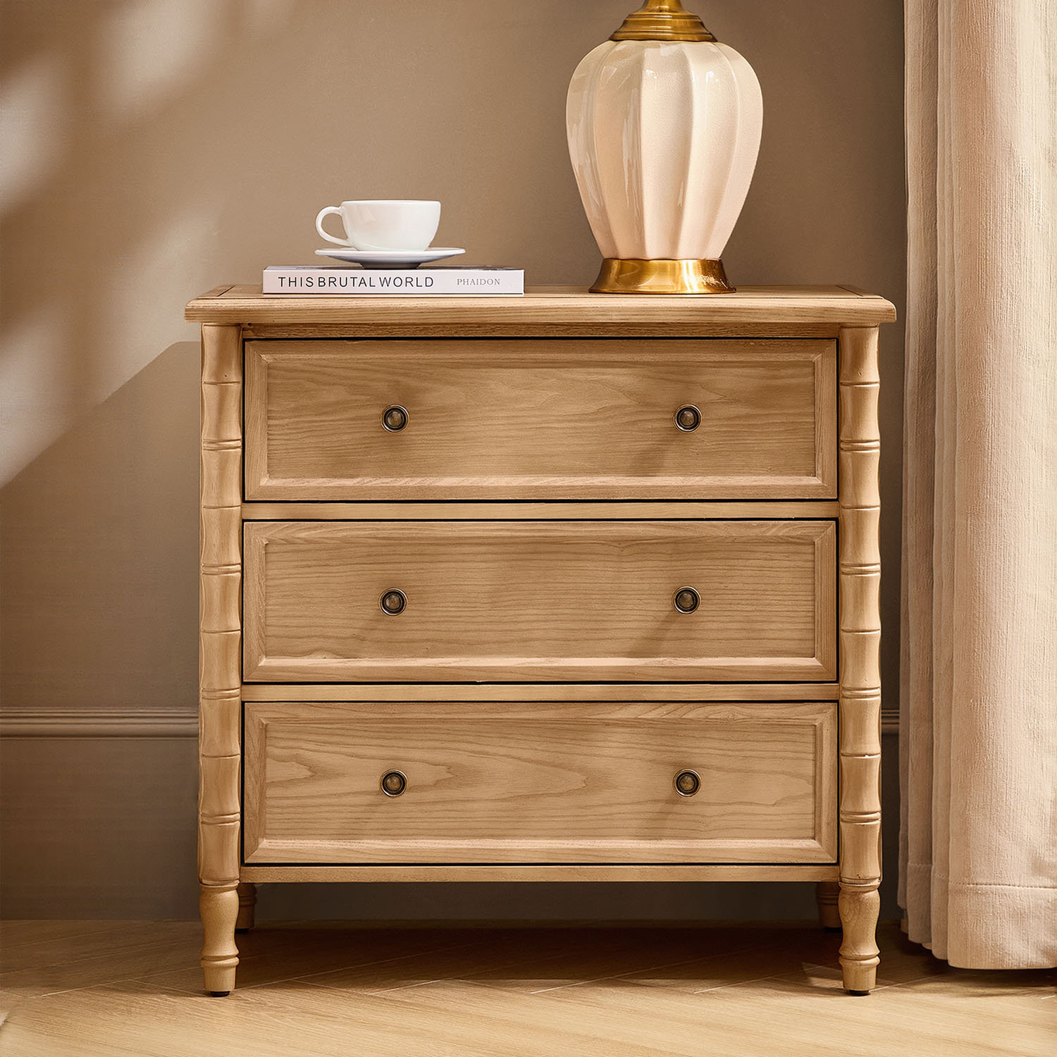 Canora Grey Lucious 3-Drawer Transitional 28''W Curved End Table with ...