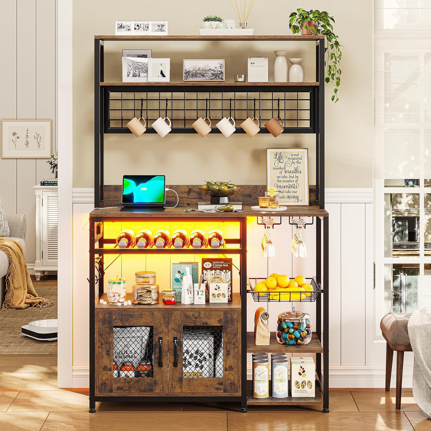 Orren Ellis Shokat 35.4'' W Metal Baker's Rack with Microwave ...