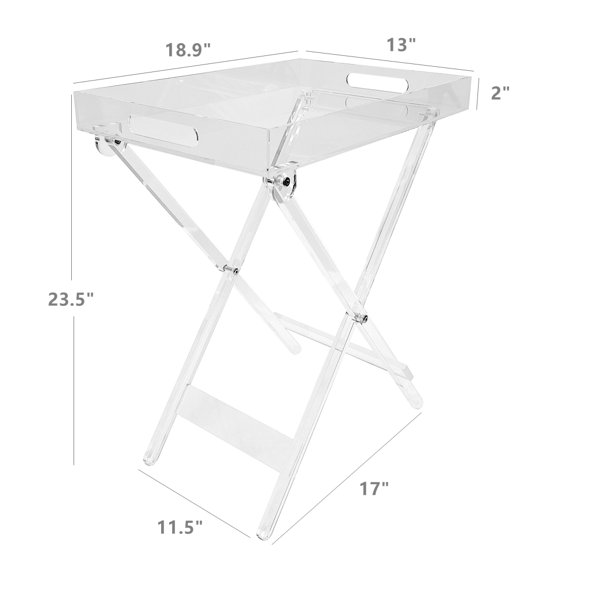 Orren Ellis Clear Furniture Acrylic Folding Tray Table, Acrylic Side ...