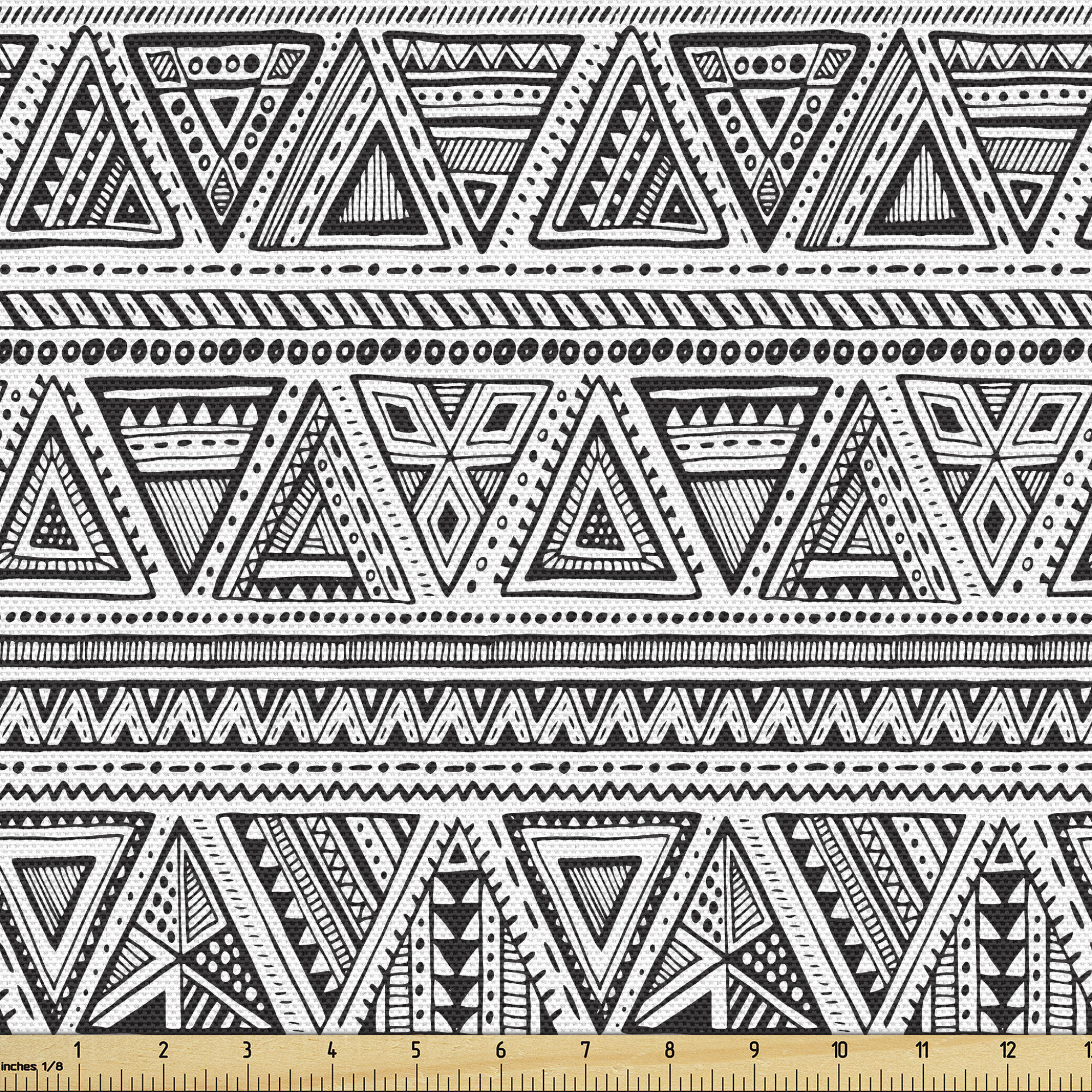 East Urban Home Chardai Monochrome Zentangle Triangles Multi-Purpose ...