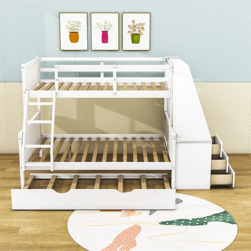 Viv + Rae™ Kirksey Twin Over Full 3 Drawer Standard Bunk Bed with Built ...
