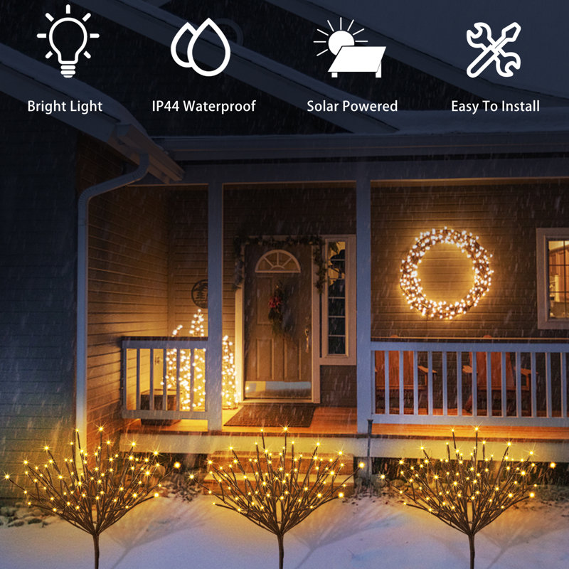 JOINTWIN Brown Branches LED Solar Powered Pathway Light 3Pack for ...