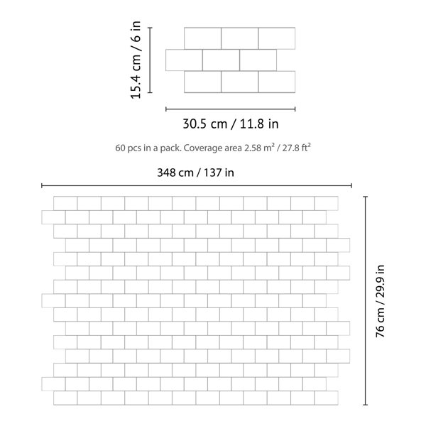 Walplus 6" x 12" PVC Peel & Stick Subway Tile | Wayfair