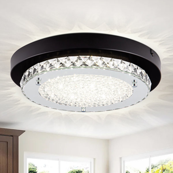 Mercer41 Roope LED Flush Mount Crystal Ceiling Light Dimmable 4000K ...
