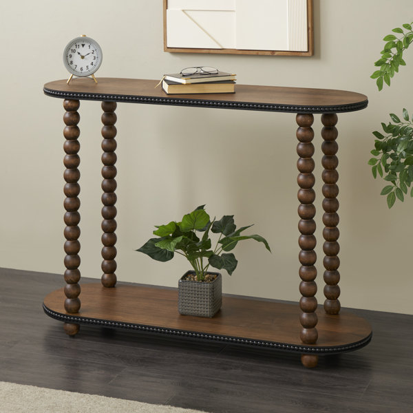Alcott Hill Chirillo Wood Oval Spindle 1 Shelf Brown Console Table with ...