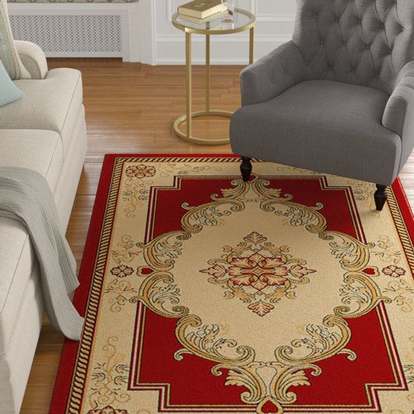 Astoria Grand Ramsel 3D Oriental Floral Red Area Rug | Wayfair
