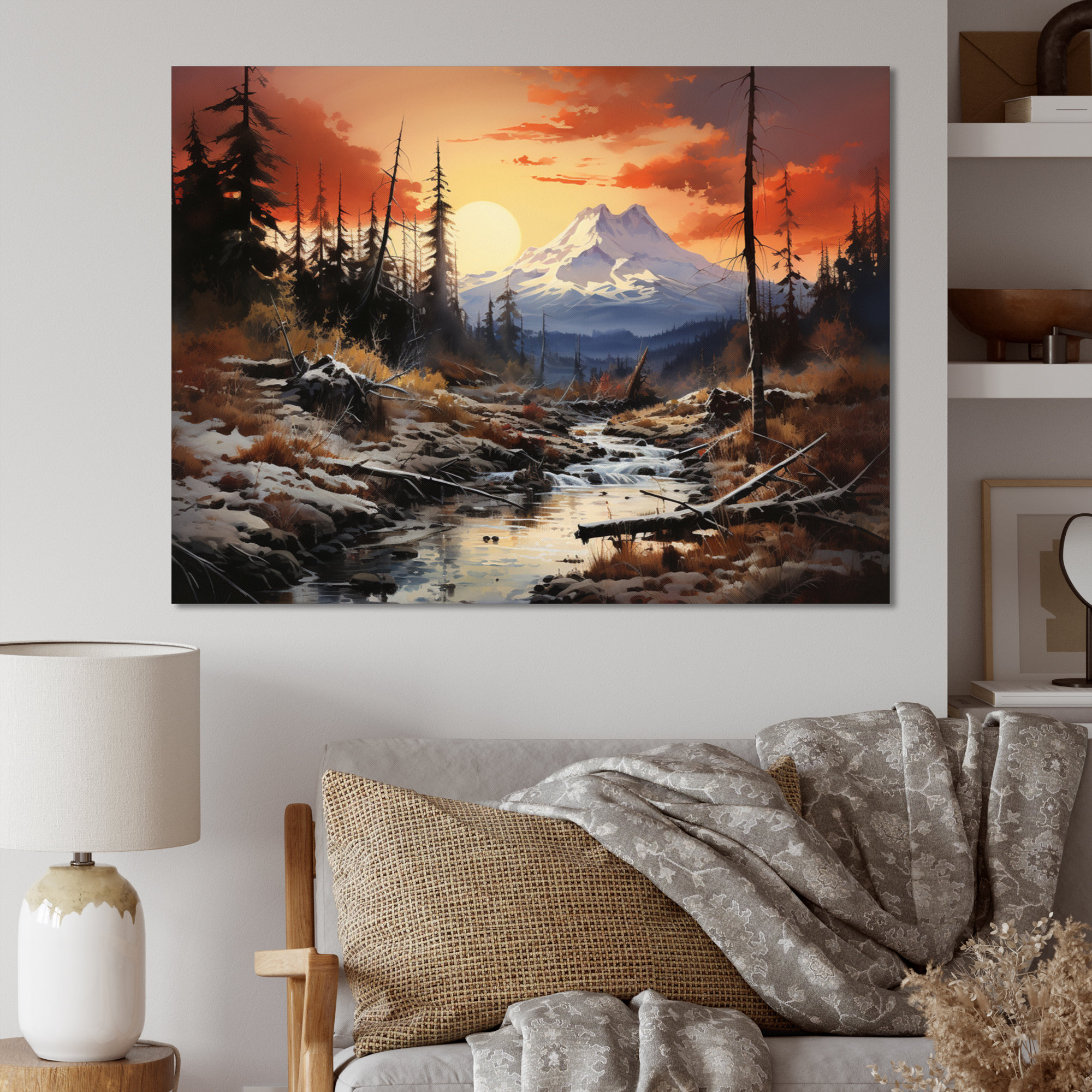 Millwood Pines Bernadin Orange Brown Mountains Sunset Ascent Framed On ...