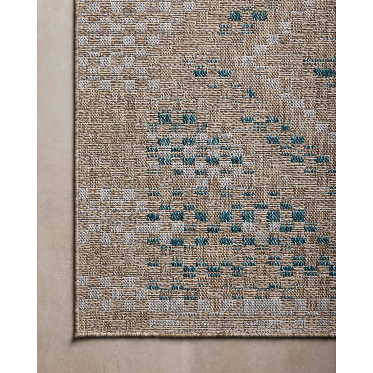 Amber Lewis x Loloi Indoor / Outdoor Topanga Natural / Aqua Area Rug ...