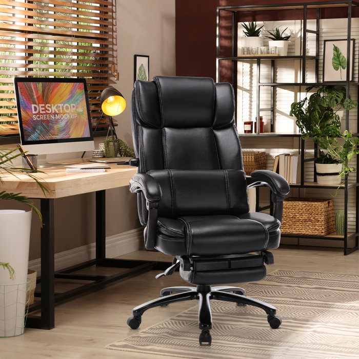 Inbox Zero Big and Tall Bonded Leather Wide and High Back Home Office ...