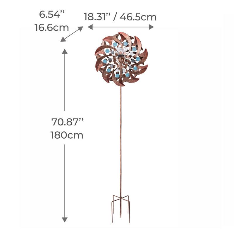 Arlmont & Co. Satoria 18" dia. Solar Kinetic Windmill Spinner, Copper ...
