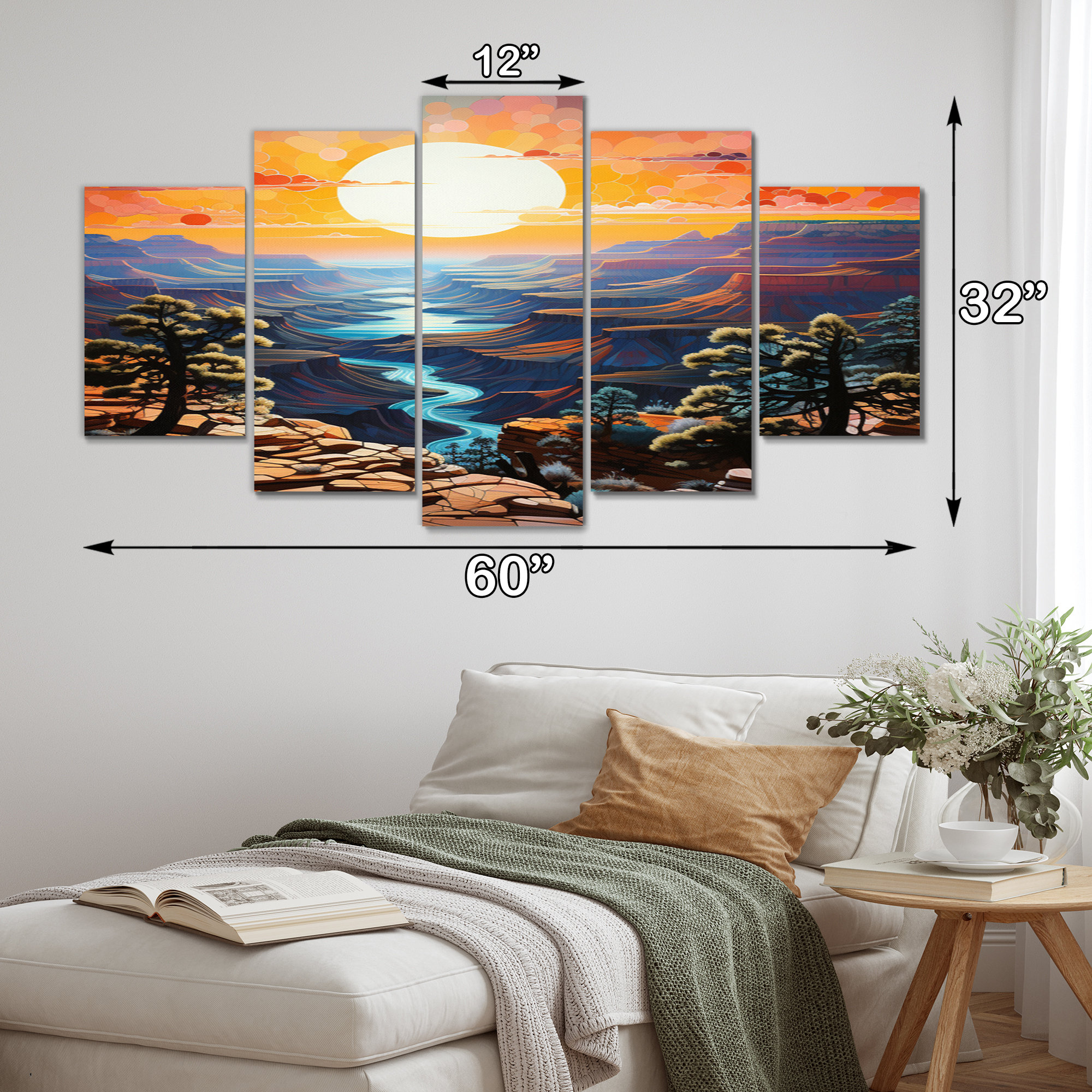 Design Art Canyon Luminosity Pointillism I - Landscapes Metal Wall Art ...