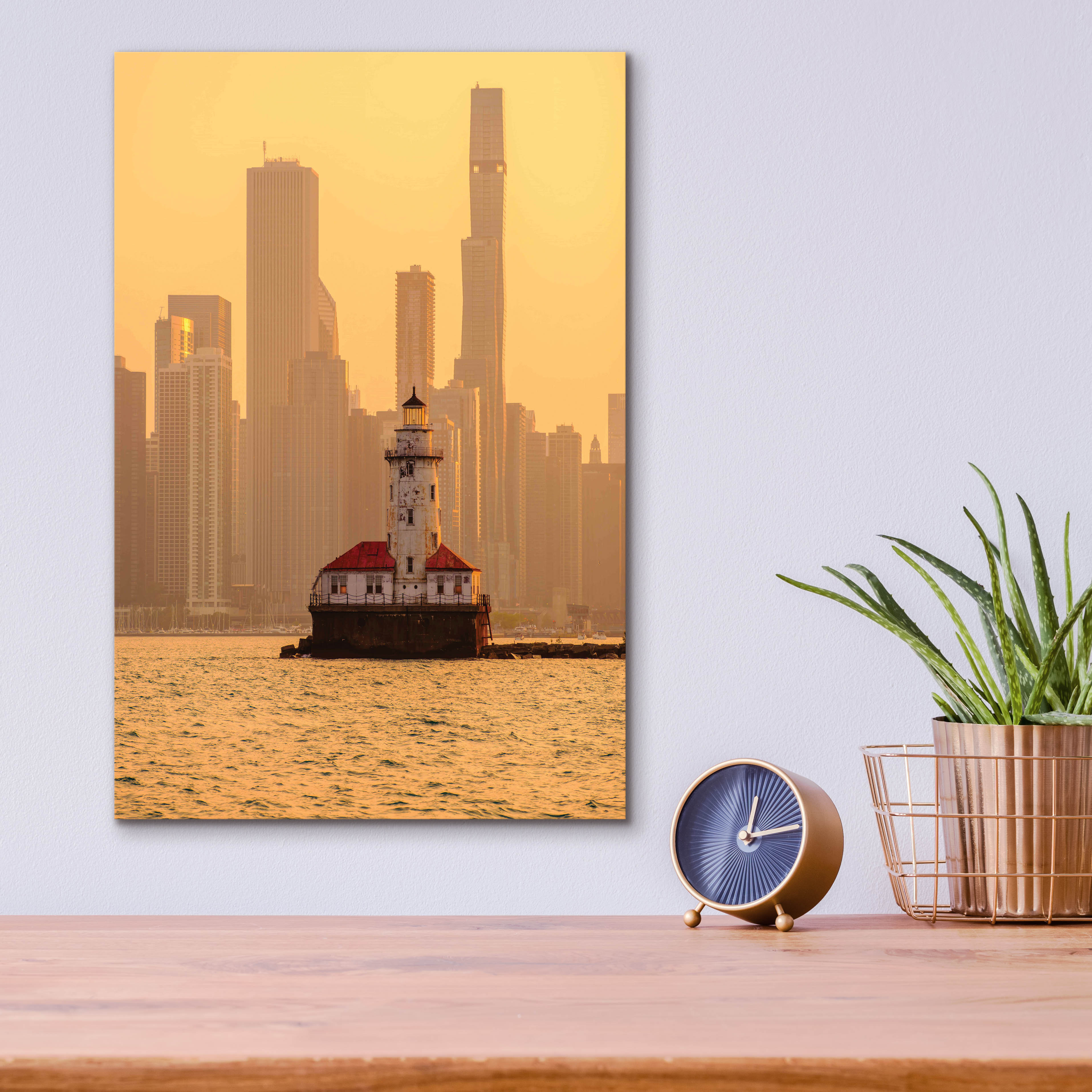 Breakwater Bay 'Chicago Old Lighthouse Hazy Sunset' Acrylic Glass Wall ...
