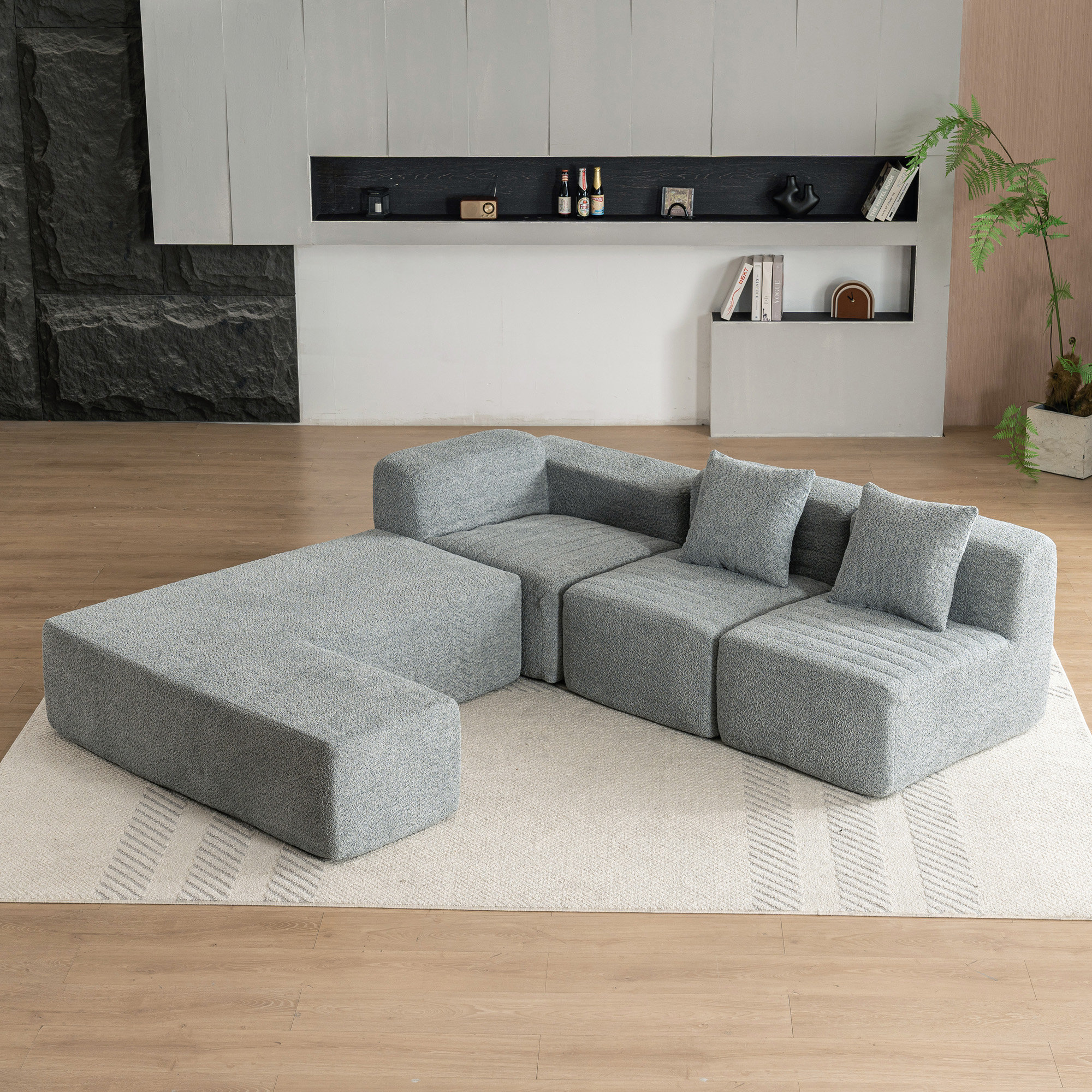 Hokku Designs Sectional Sofa Full-Compressed Sofa Couch Free-Combined ...