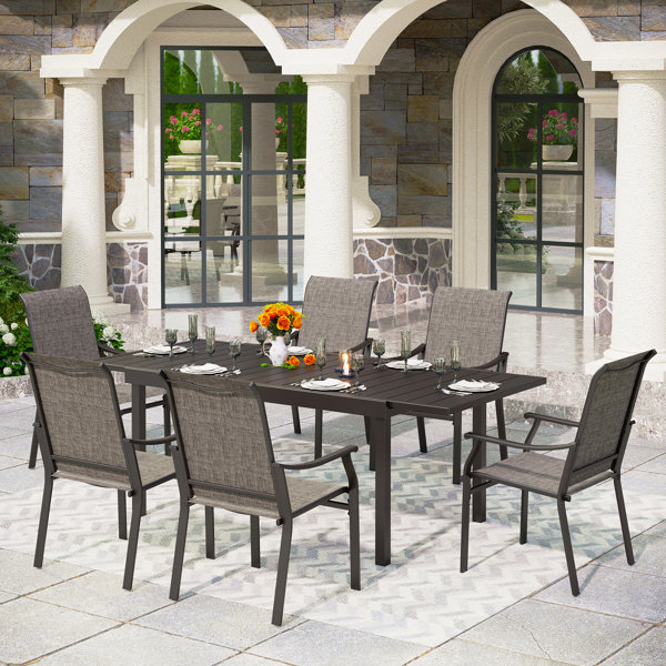 Wildon Home® Basima Rectangular Extendable Outdoor Dining Set & Reviews ...