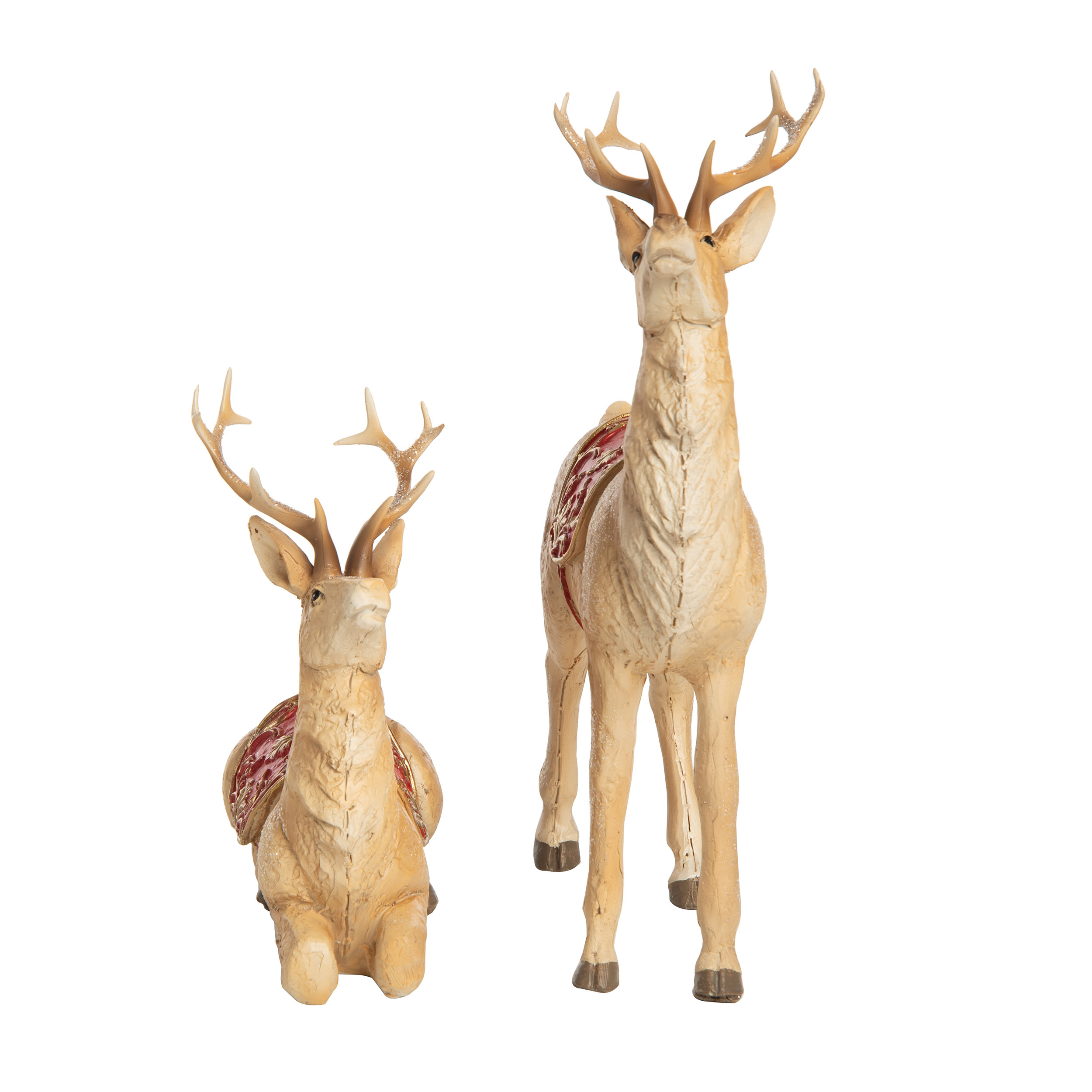 The Holiday Aisle® Resin Rustic Reindeer Figurine Set of 2 Christmas ...