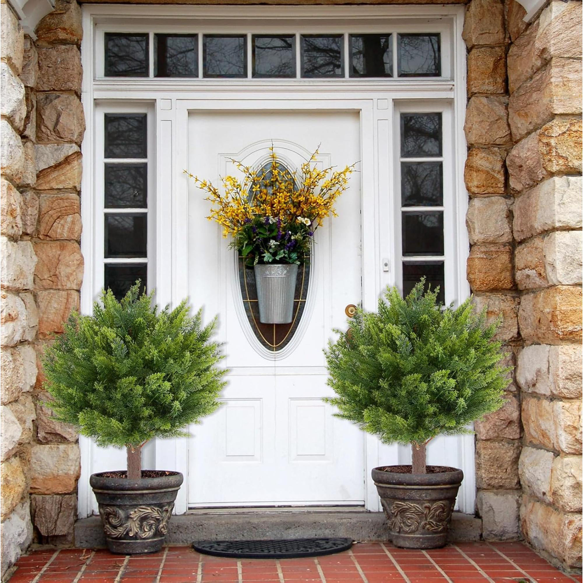 Primrue Two 15.8Inch Artificial Cedar Shrub Ball Trees With Ground ...