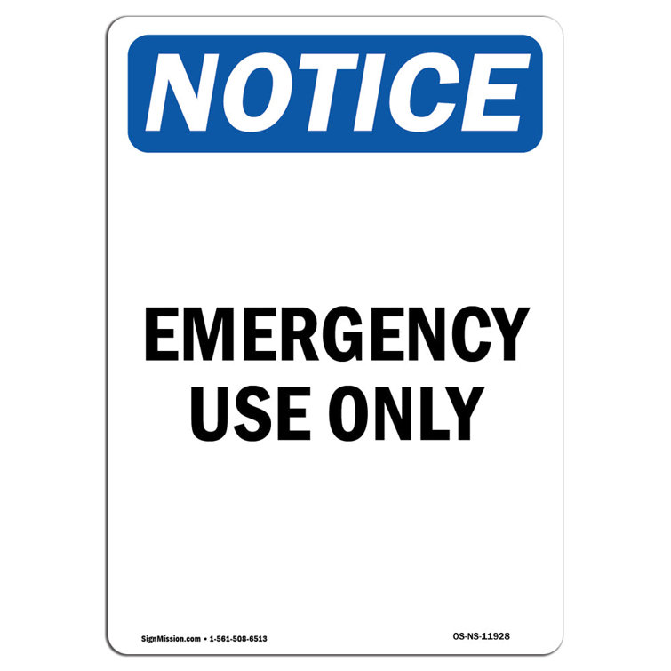 SignMission Emergency Use Only Sign - Wayfair Canada