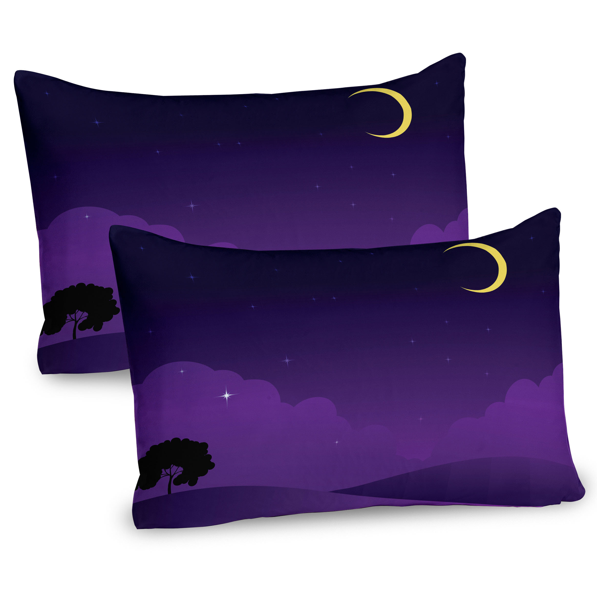Ambesonne Dark Purple Pillow Sham 2 Pack Nightfall with the Moon Indigo ...