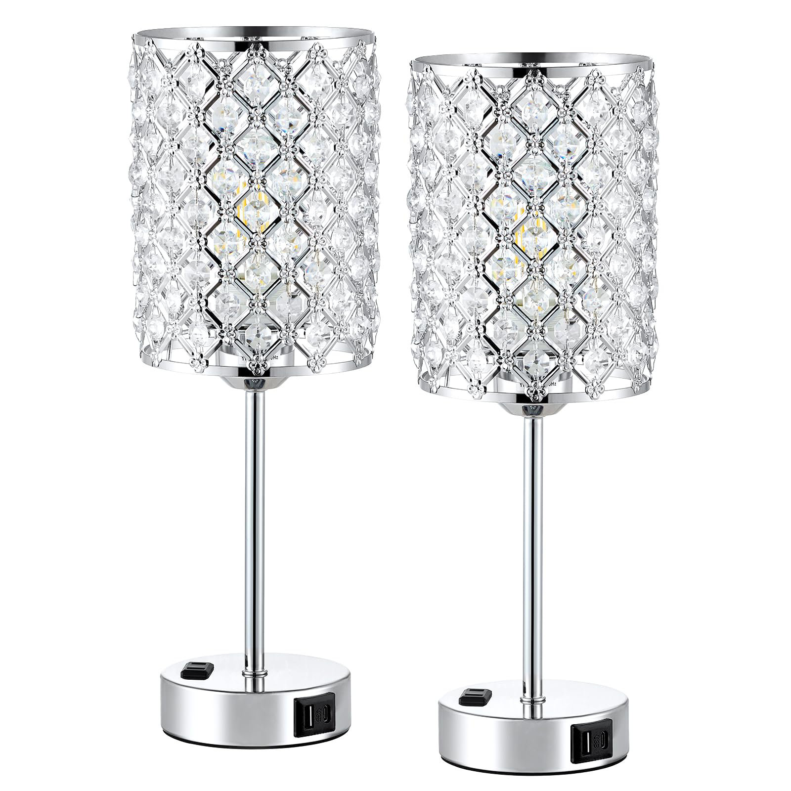 Latitude Run® Table Lamps For Bedroom Set Of 2-Crystal Table Lamp With ...