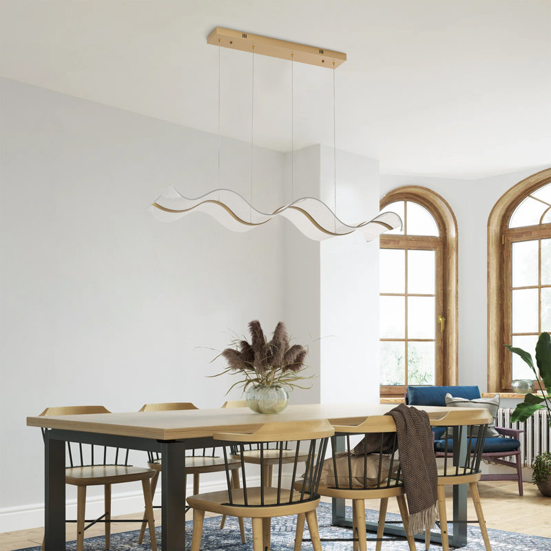 Mercer41 3000K LED Gold Modern Linear Pendant Light Fixture | Wayfair
