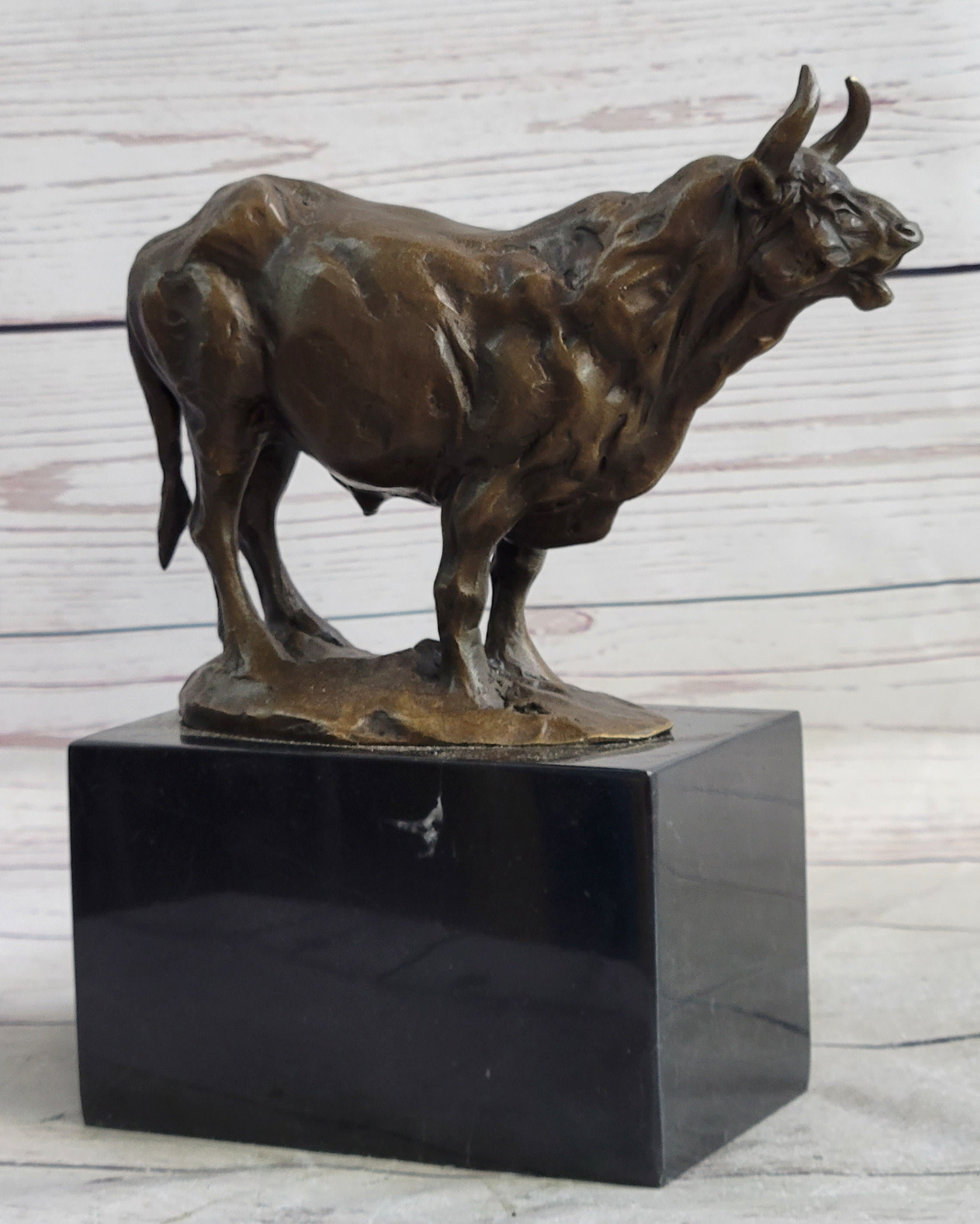Loon Peak® Kahlif Hot Cast Bronze Metal Bull Cattle Cow Sculpture ...