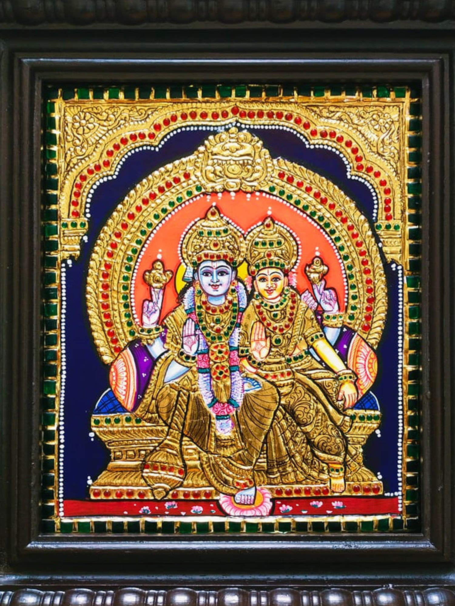 Exotic India Lord Vishnu With Lakshmi Tanjore Painting With Frame ...