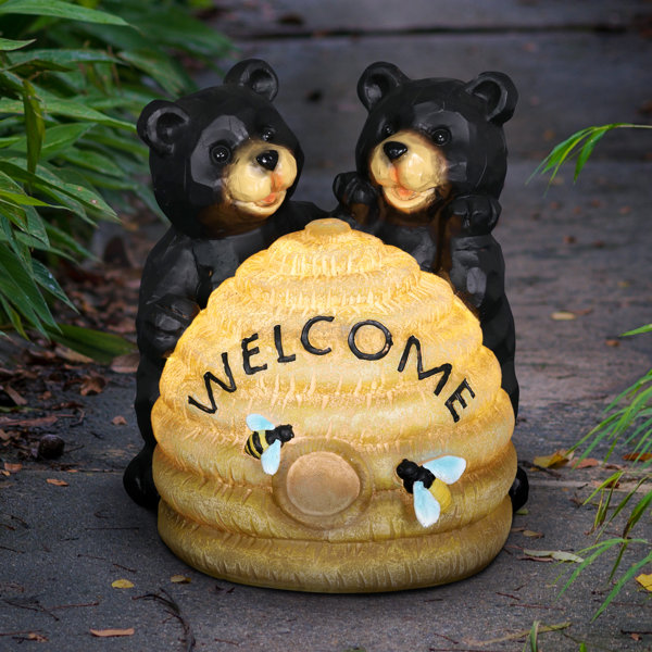 Exhart Solar Bears and Welcome Hive Statuary, 7 Inch | Wayfair