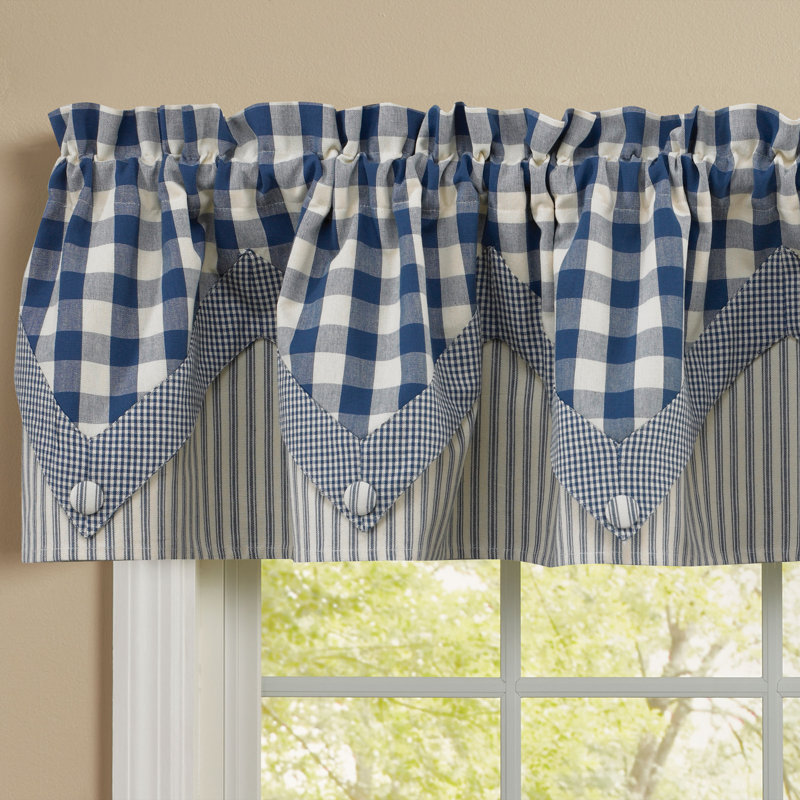 Rosalind Wheeler Arthuro Plaid Cotton Tailored 72'' W Window Valance in ...