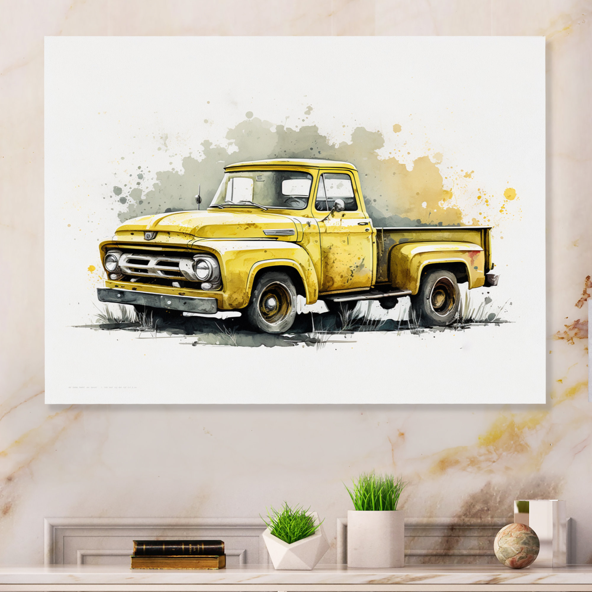 Williston Forge Yellow And Cream Retro Treasures On Metal Print | Wayfair