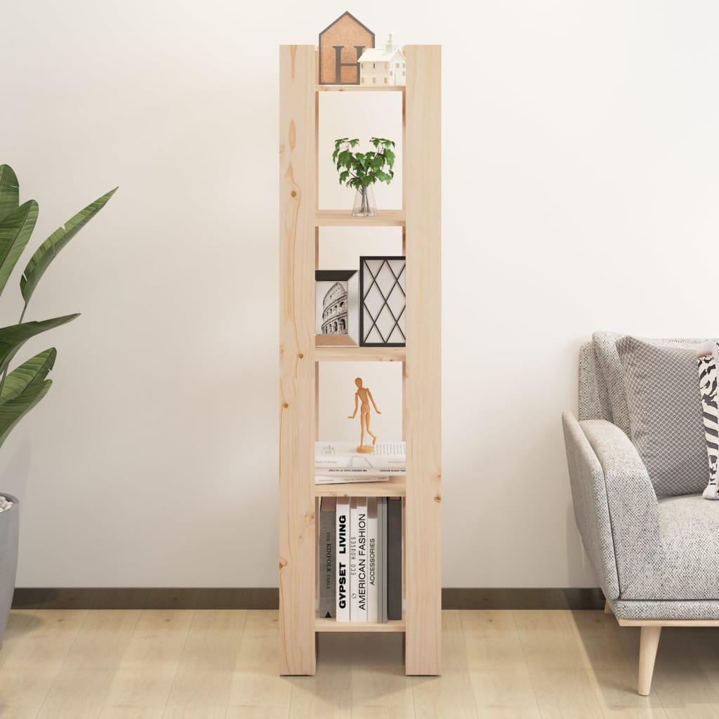 vidaXL Book Cabinet Natural wood Solid Pine Wood Book Cabinet | Wayfair