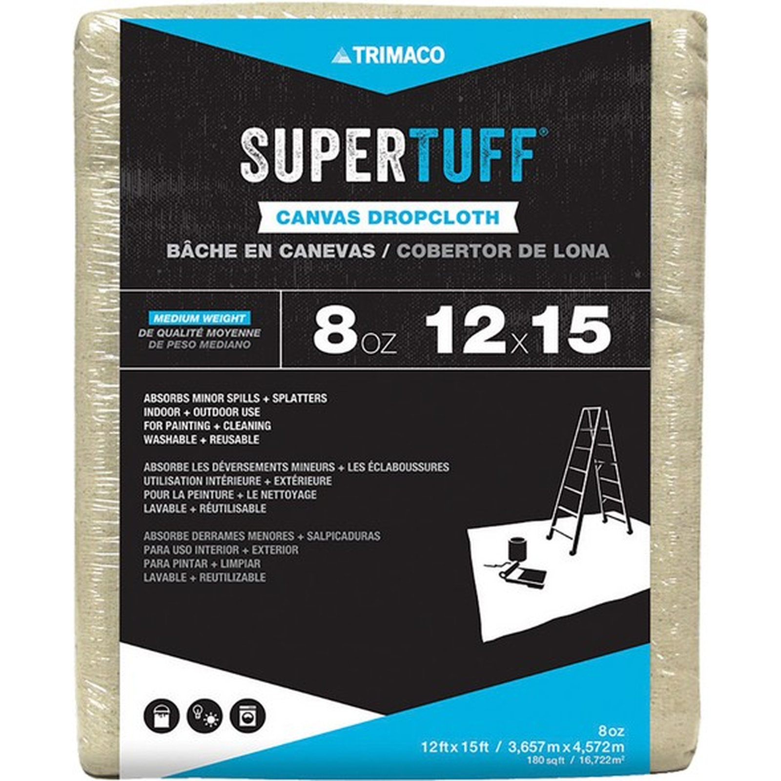 FixtureDisplays Trimaco 58903 12' X 15' 8 Oz. Super Tuff Canvas Drop ...