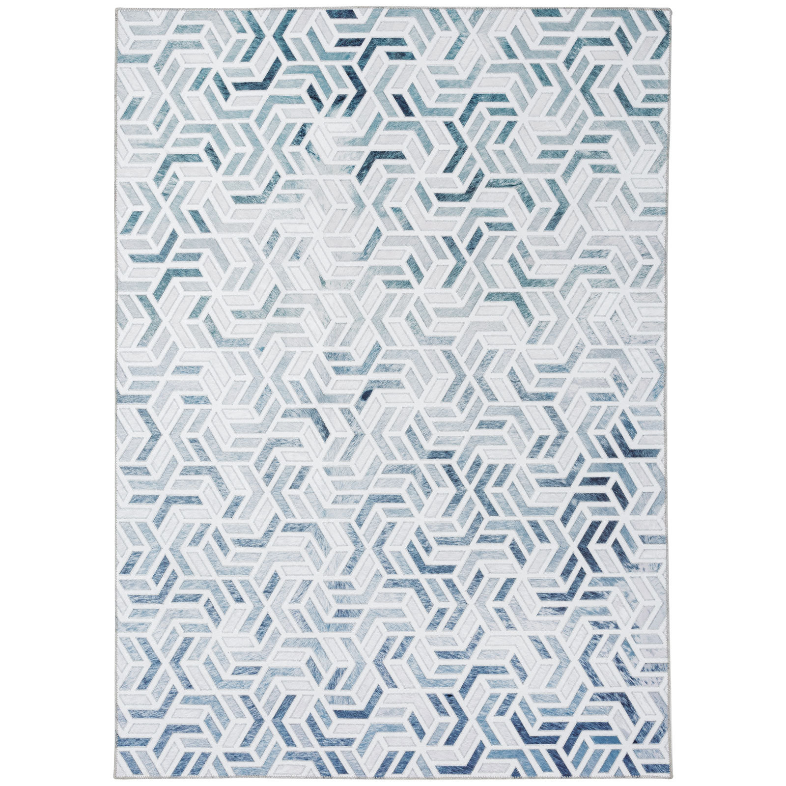 DECOMALL Coronado Modern Geometric Washable And Foldable Area Rugs Blue ...