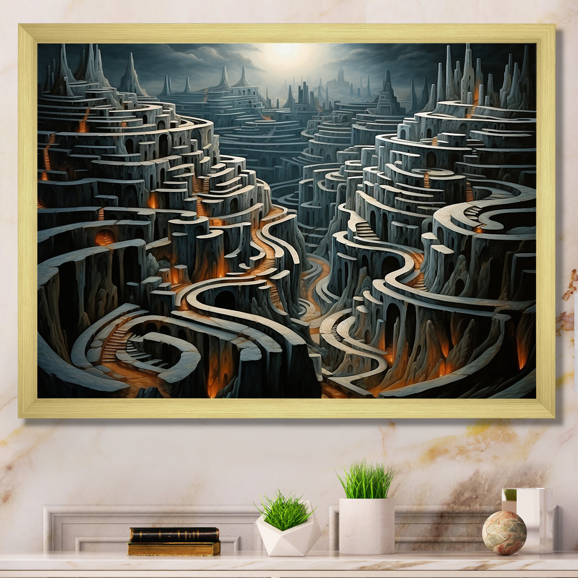 Red Barrel Studio® Maze Surreal Landscape I - Surrealism Landscape Wall ...