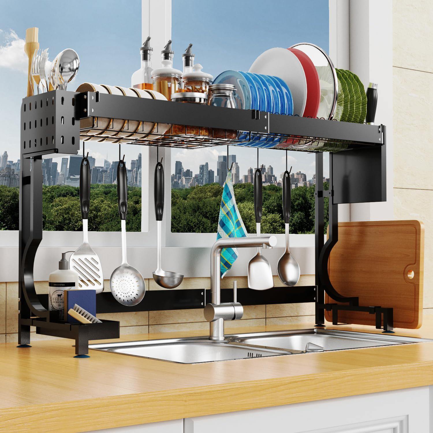 CHUANGWENYI Over Sink Dish Drainer Drying Rack Expandable Over The Sink ...