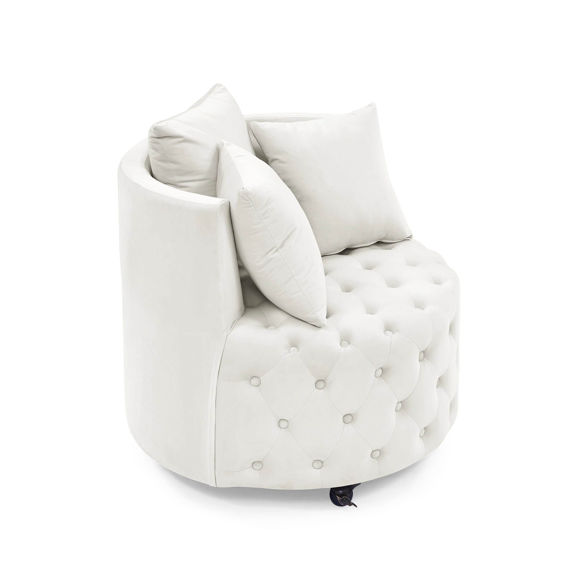 House of Hampton® Velvet Swivel Chair In Beige For Living Room ...