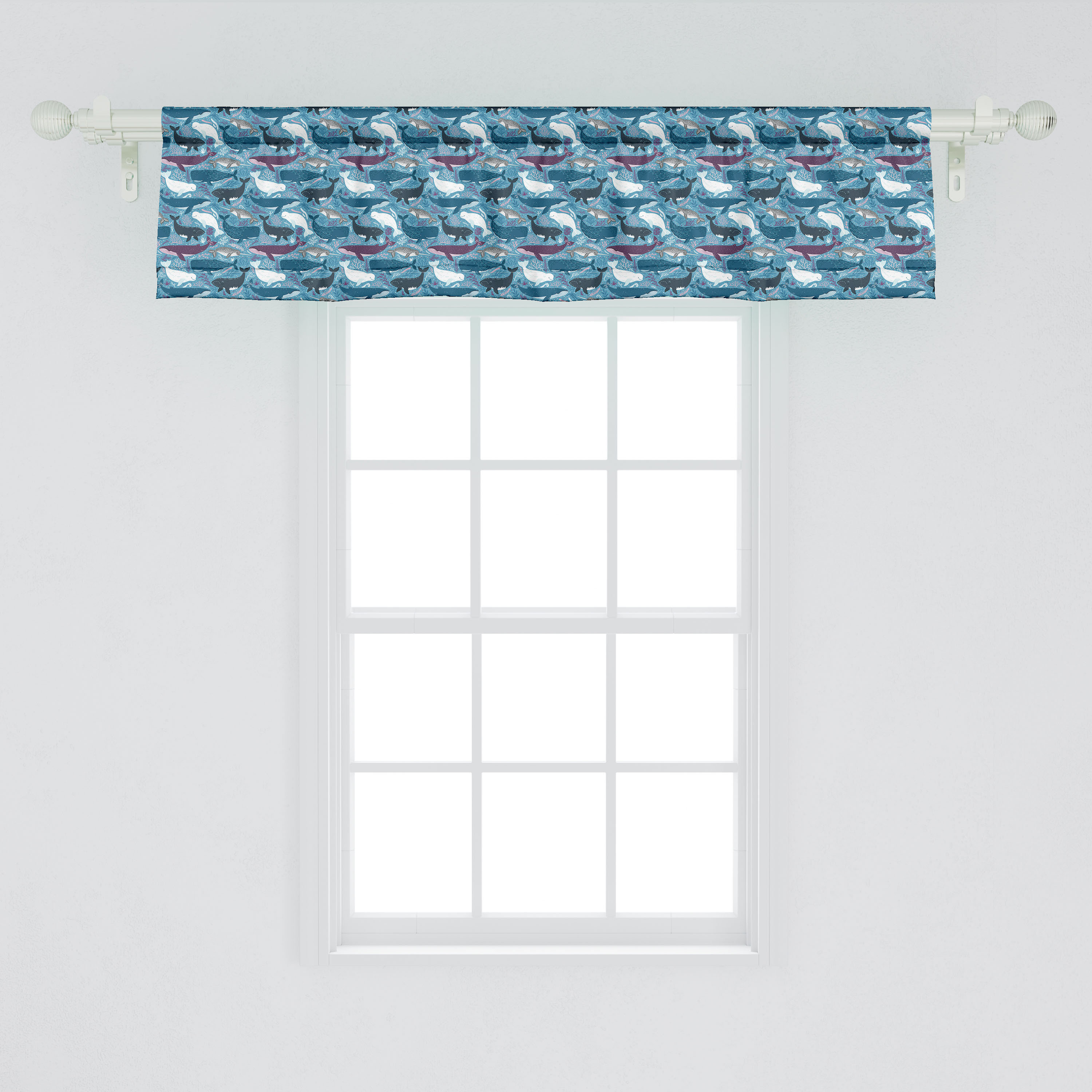 Ambesonne Nautical Valance Pack of 2 Underwater Marine Mammals 54 ...