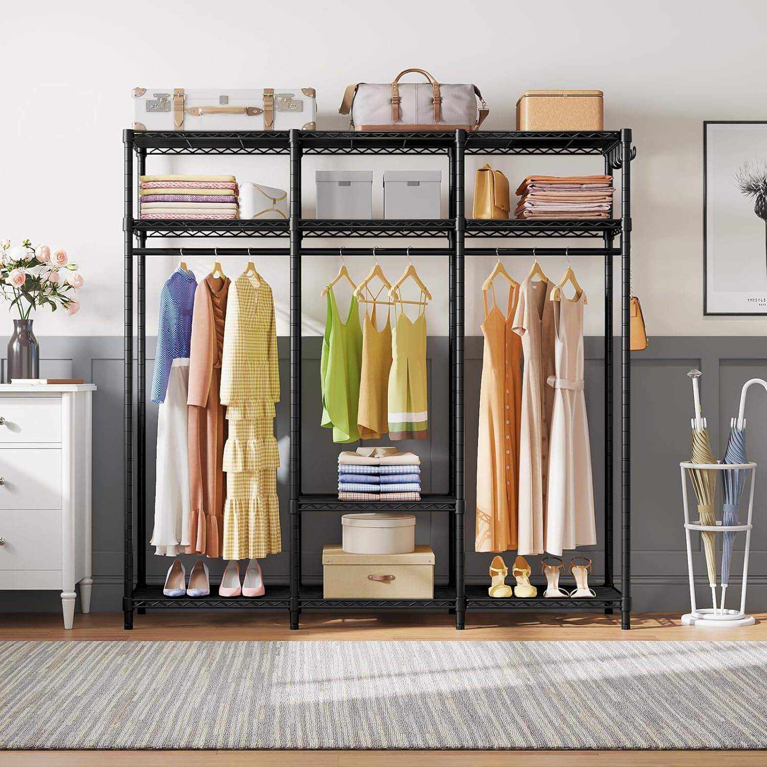 Rebrilliant Garment Rack, Heavy Duty Clothes Rack With Adjustable ...