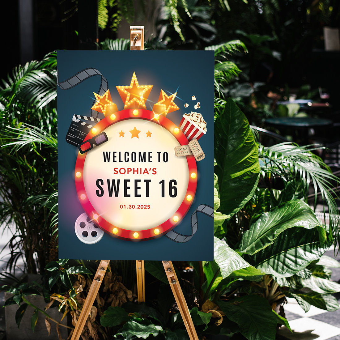 Koyal Wholesale Large Custom Sweet 16 Welcome Sign, Movie Theme, Canvas ...
