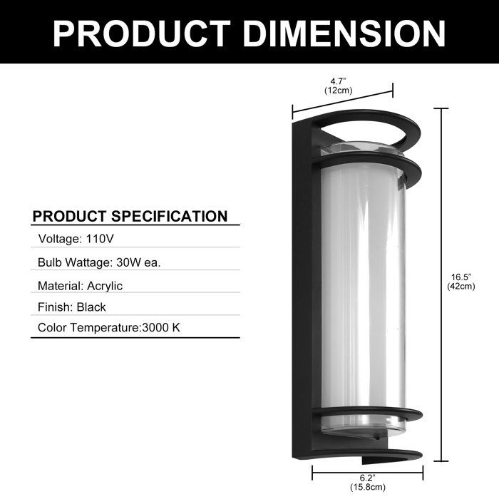 Wrought Studio Thery 30W Black White Aluminum IP65 3000K Waterproof ...