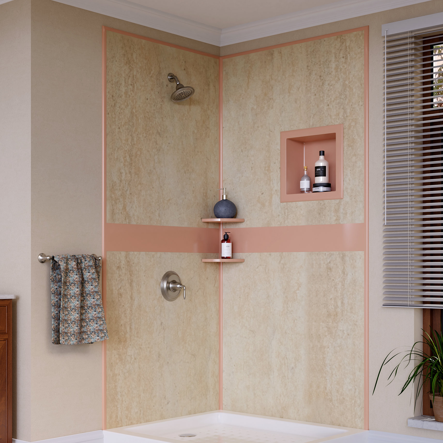 Bella CORE 96" H x 48" D Two Panel Shower Wall - Wayfair Canada