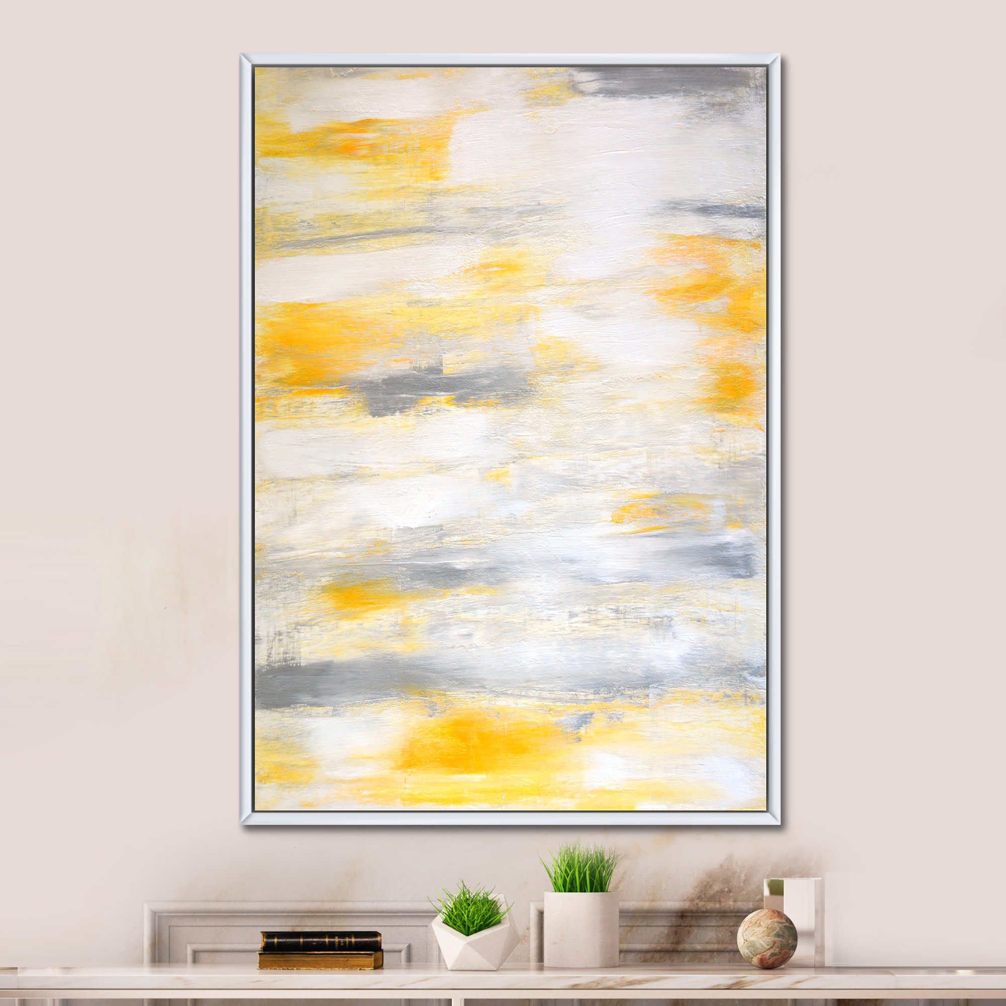 Wrought Studio™ Yellow And Gray Merging Abstract XVII - Modern ...