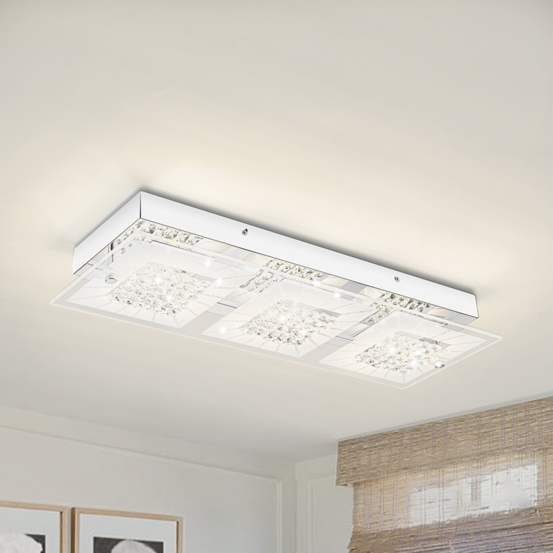 Mercer41 18 Inch Led Ceiling Light Flush Mount Light Fixture Crystal ...