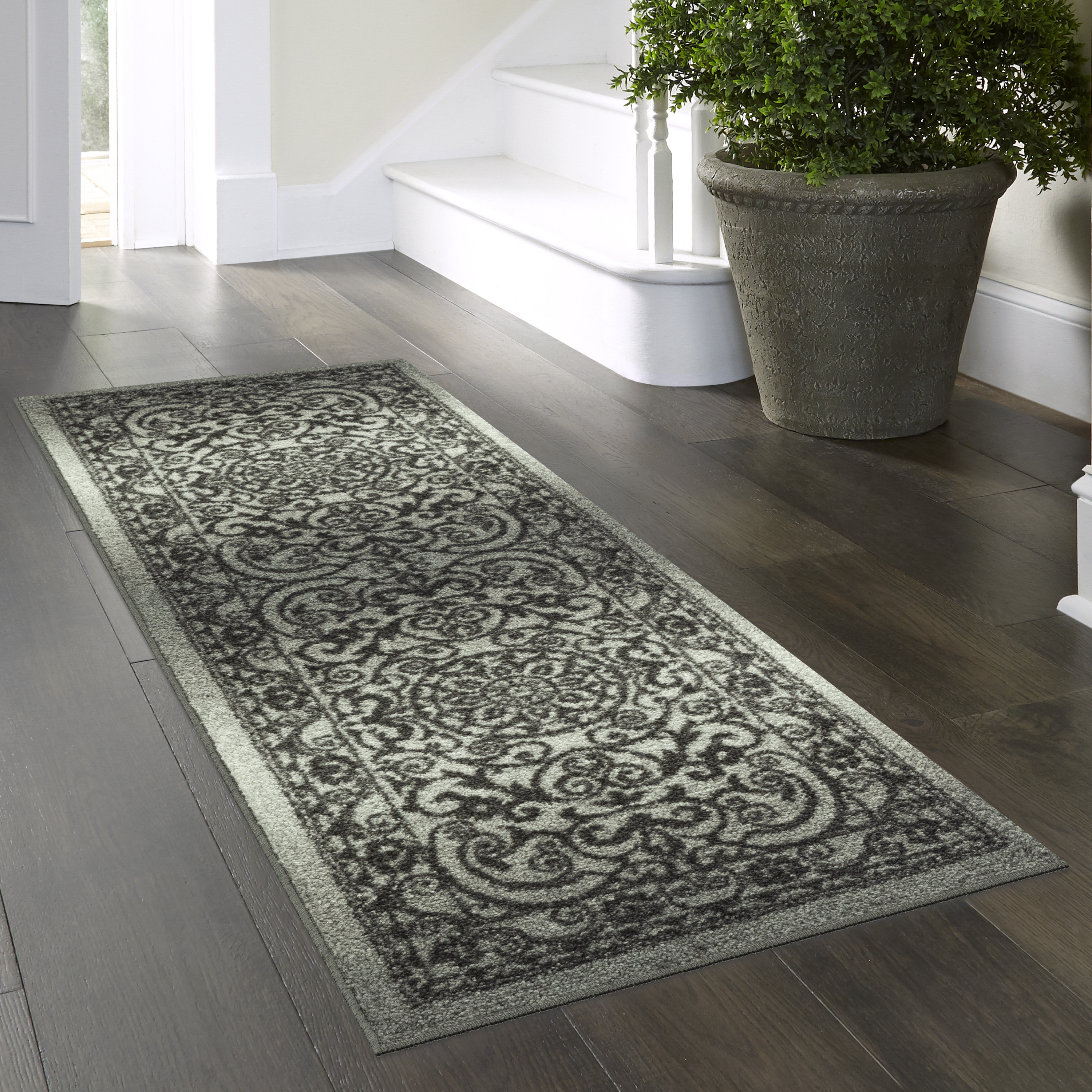 Charlton Home® Dreyfuss Oriental Tufted Light Gray/Dark Gray Area Rug ...
