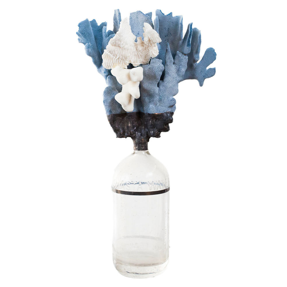 Jamie Dietrich Coral Blue/Clear/White 13" Crystal Decorative Bottle ...