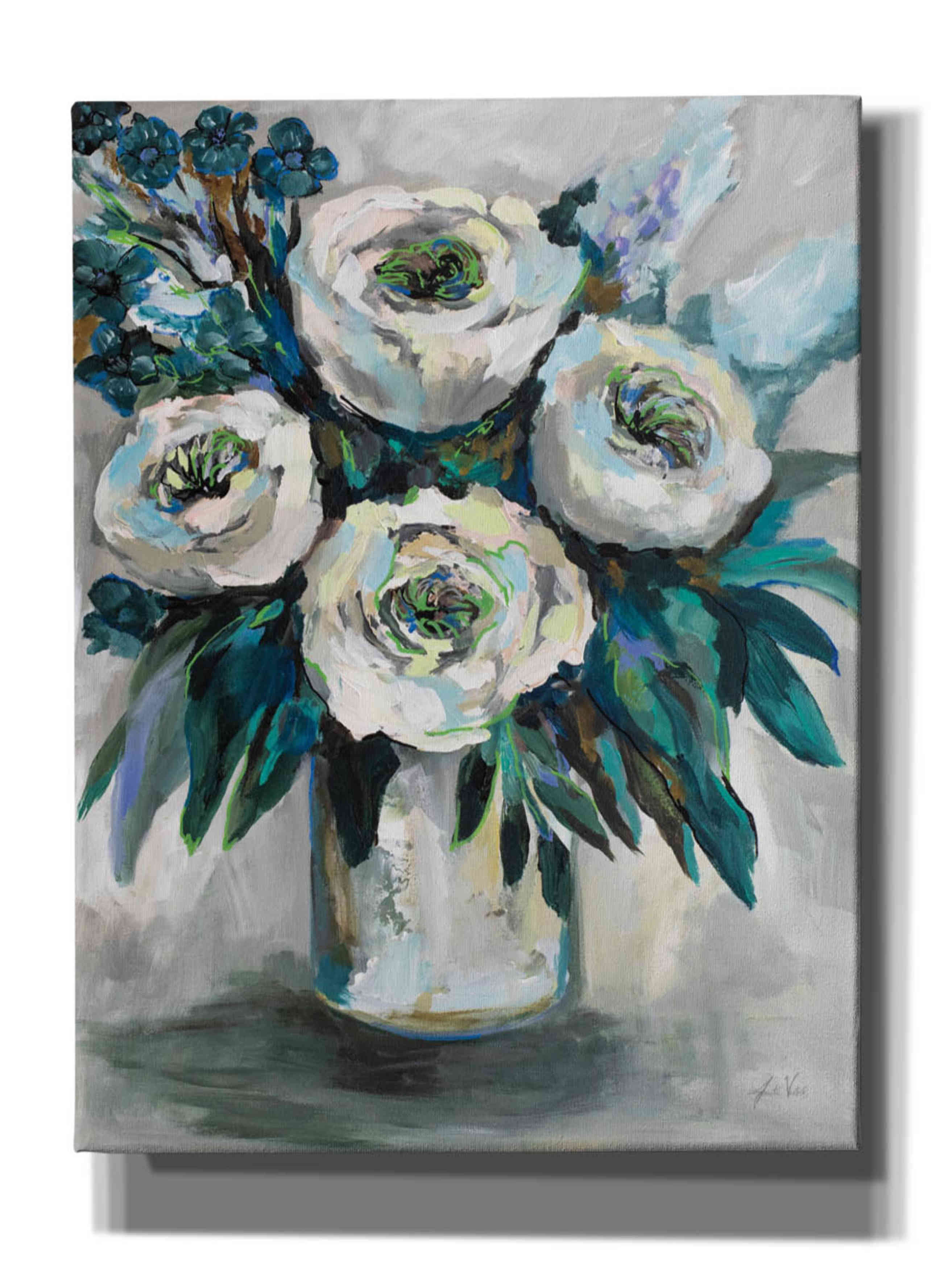 House of Hampton Epic Graffiti 'White Roses Bouquet' By Jeanette Ve ...