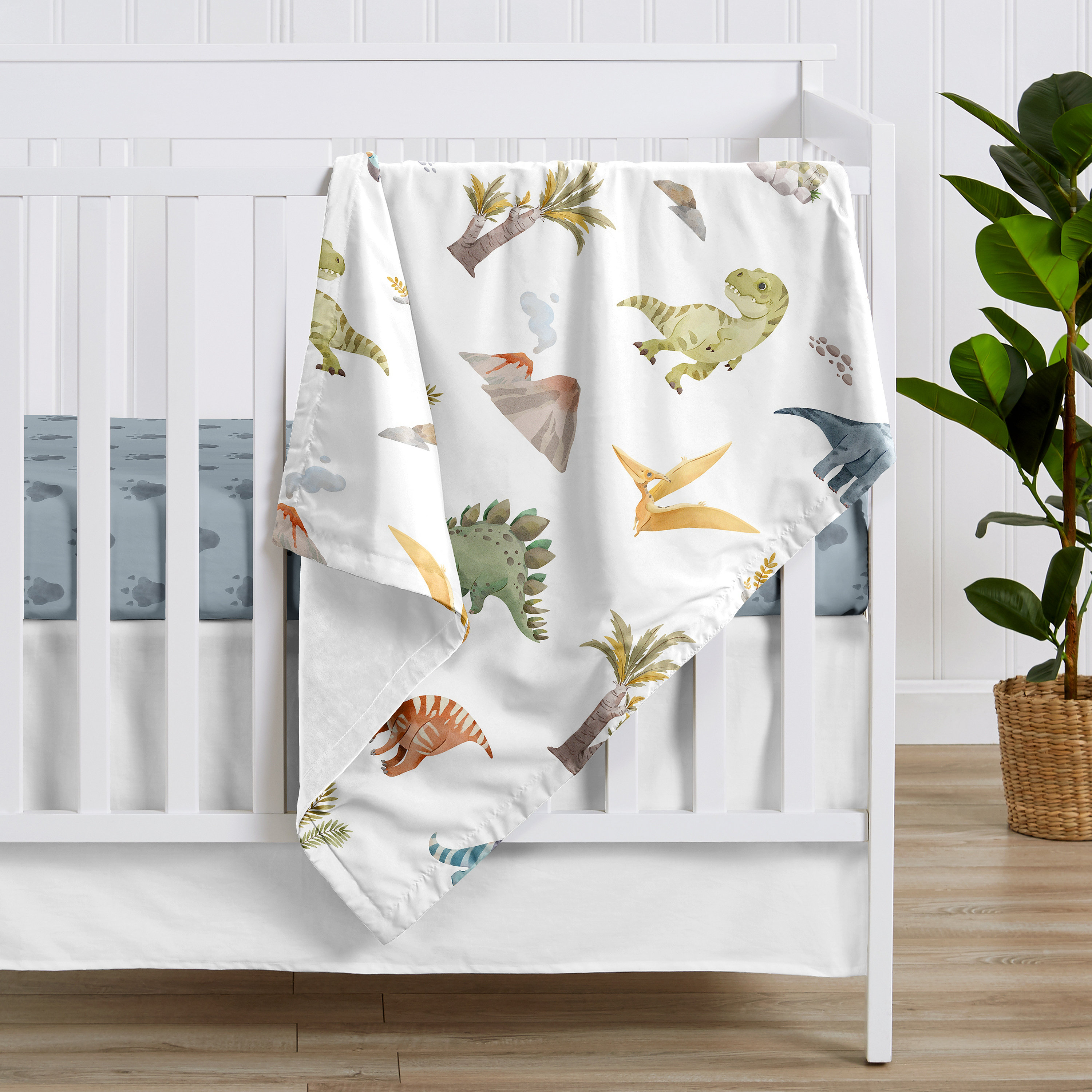 Sweet Jojo Designs Watercolor Dinosaur Dino Security Baby Blanket By ...